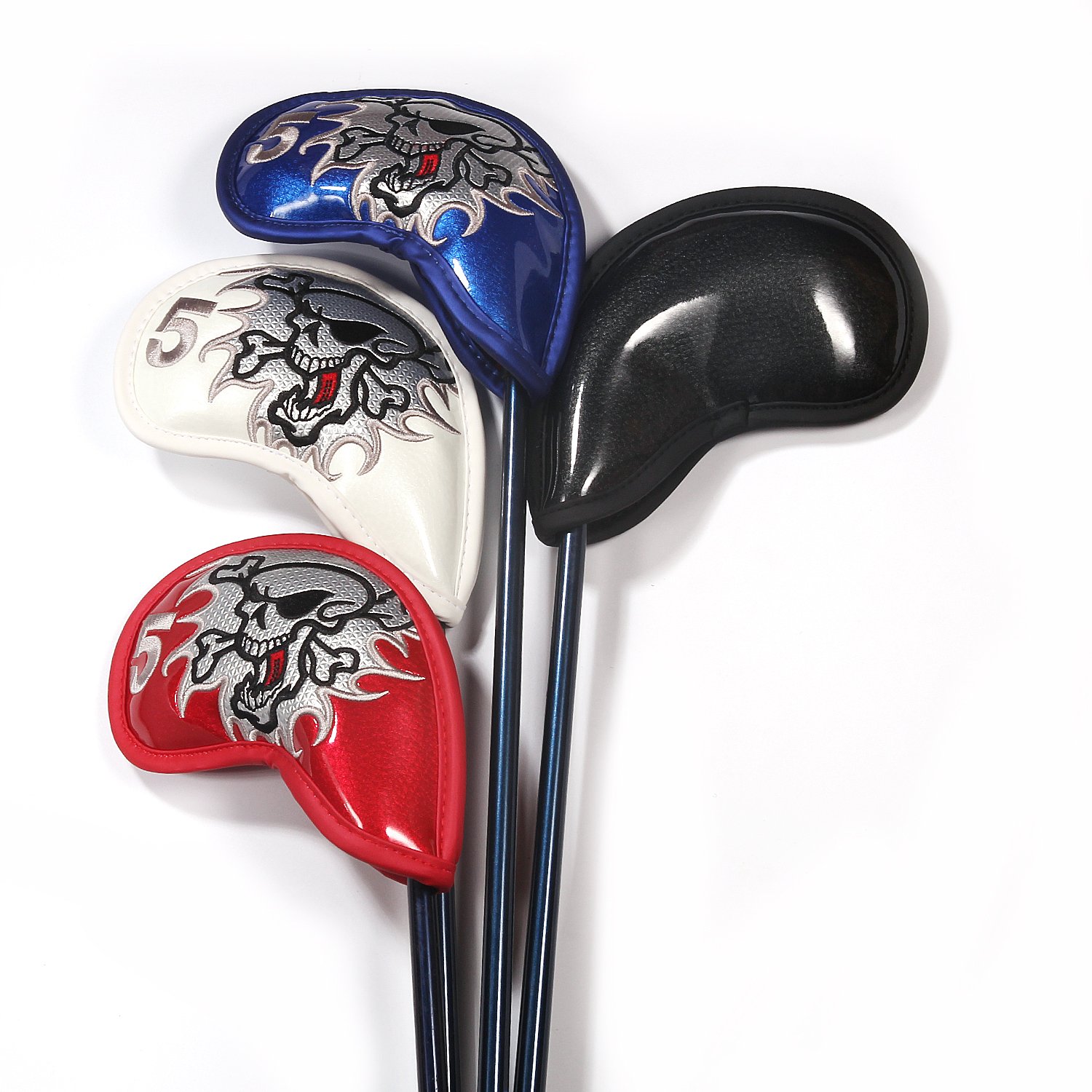 Golf Black Skull Thick Pu Synthetic Leather Golf Iron Head Covers Set Headcover Skull Fit All Brands Callaway, Ping, Taylormade, Cobra, Etc. (a)
