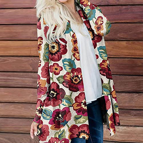 JJHAEVDY Print Cardigan for Women Open Front Long Sleeve Fall Costumes Jackets 2022 Kimono Tassel Loose Cover up