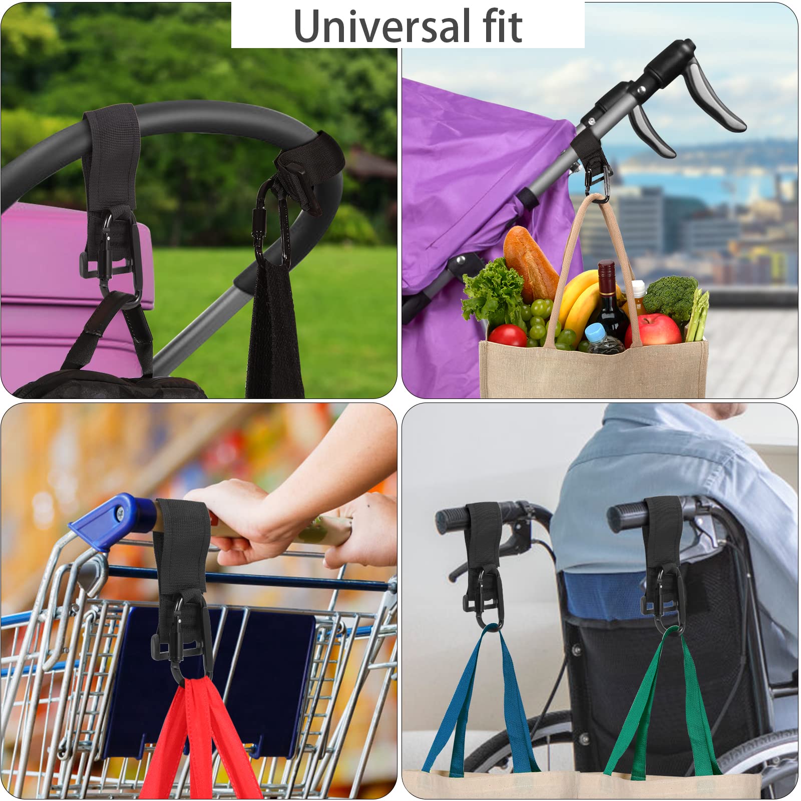 LUIED Baby Stroller Hooks Clips 2Pcs, Convenient Stroller Accessories Mommy Bag Hooks for Hanging Diaper Bags,Purse,Stroller Organizer, Perfect for Various Baby Carriages (Nylon)