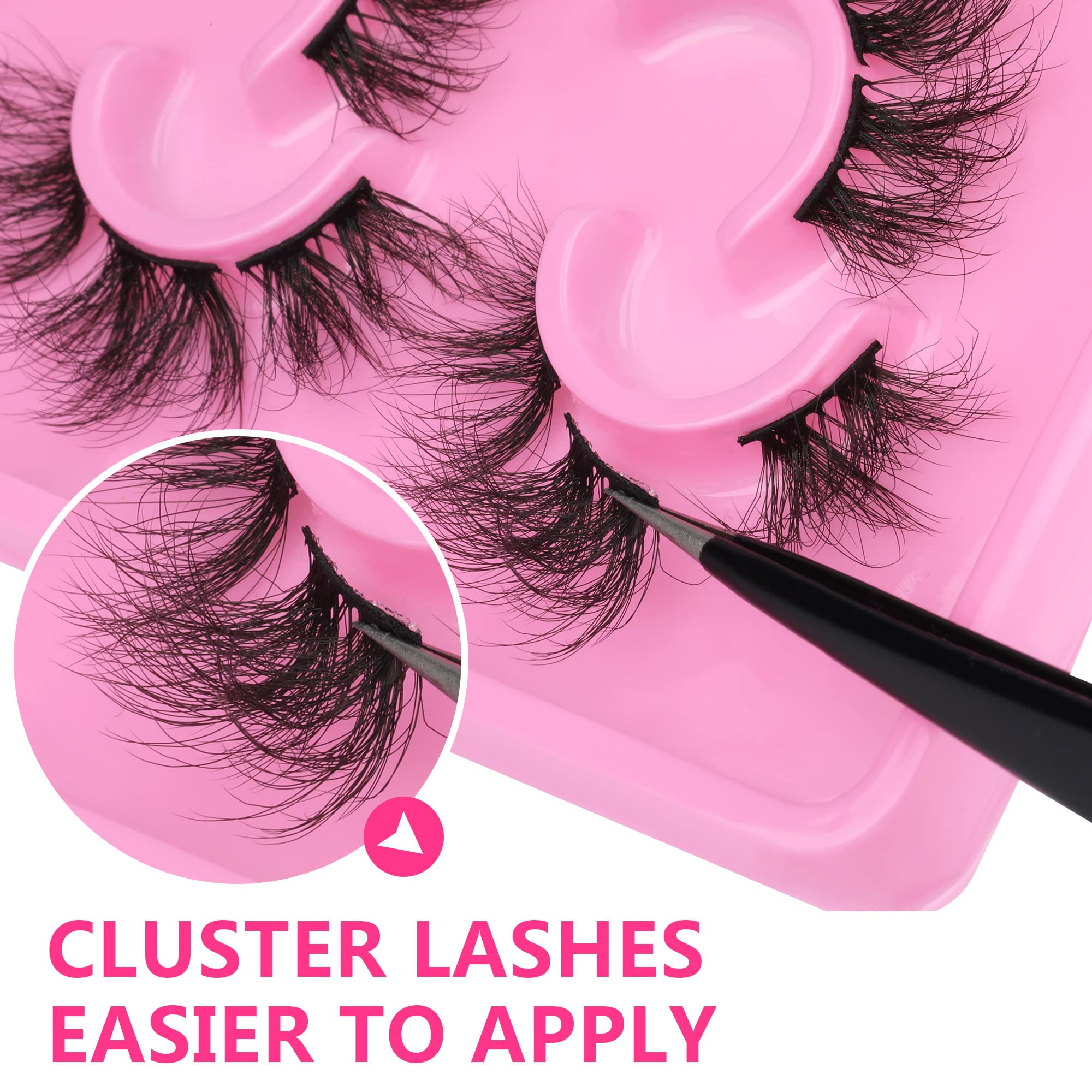 Natural Cluster Lashes Wispy False Eyelashes Natural Look DIY Individual Fluffy Mink Lashes Like Lash Extensions 6D Strip 6 Pairs Pack Fake Eyelashes by TNFVLONEINS