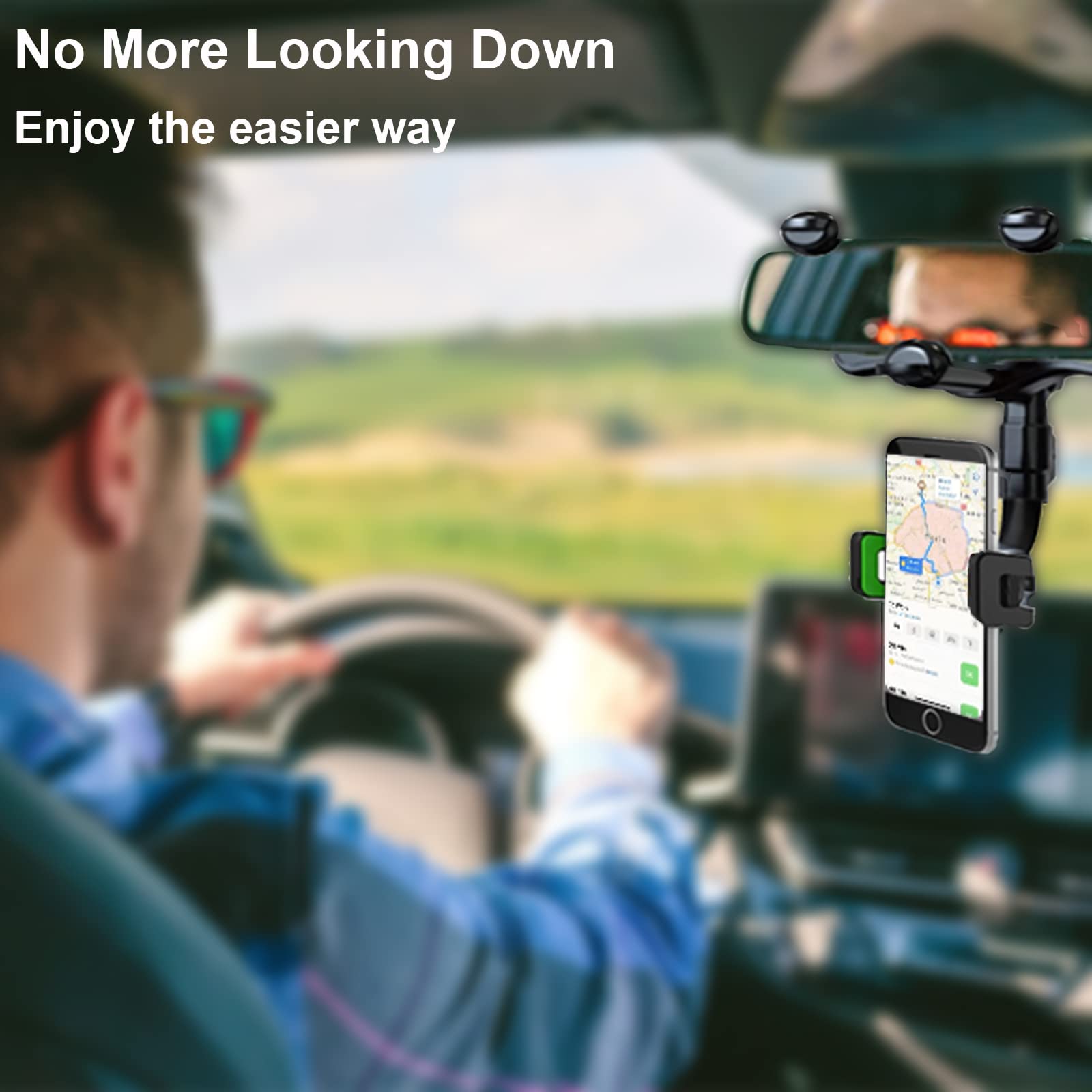 HOYZNBI ππππ ππ©π π«ππππ Rearview Mirror Car Phone Holder, 360Β° Rotatable & Retractable Car Phone Holder Mirror Mount, Universal Car Phone Mount Automobile Cradles for All Smartphones & Cars