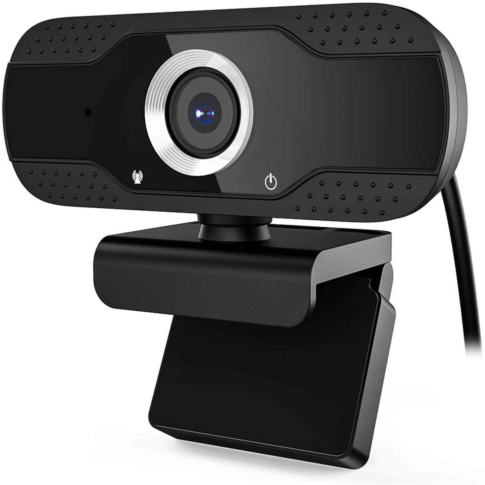 Lopunny HD Webcam for Video Conference, 1080P Webcam with Microphone and Privacy Cover, Anti-peeping Rotatable Camera with Noise Reduction, Auto Low Light Correction (White)