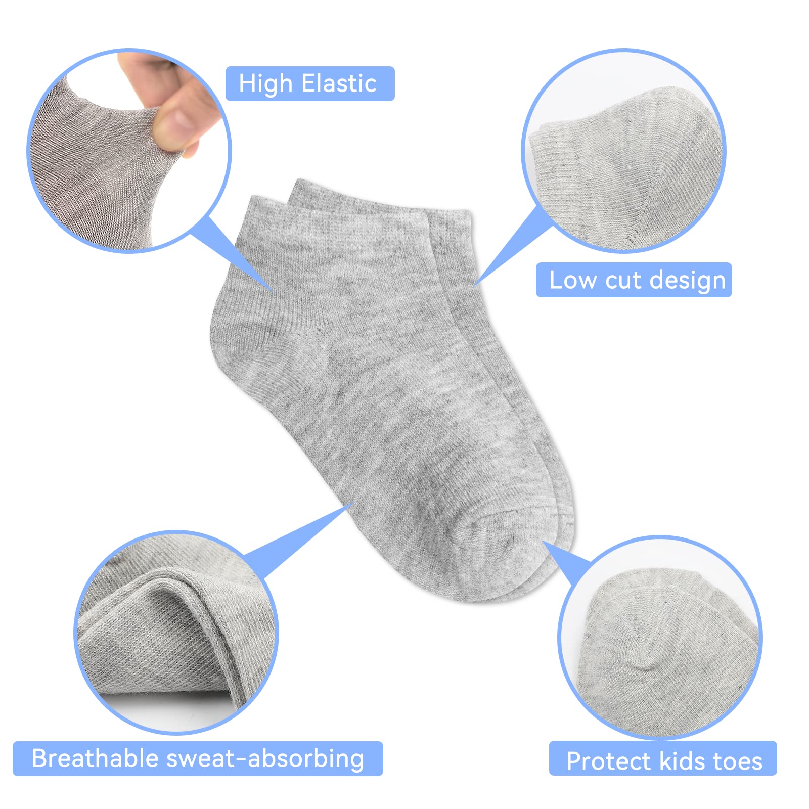 KEREDA 25 Pairs Kids Ankle Socks for Boys Girls Toddler Half Cushion Low Cut Athletic Socks 6-8Y (Multicolor 3)