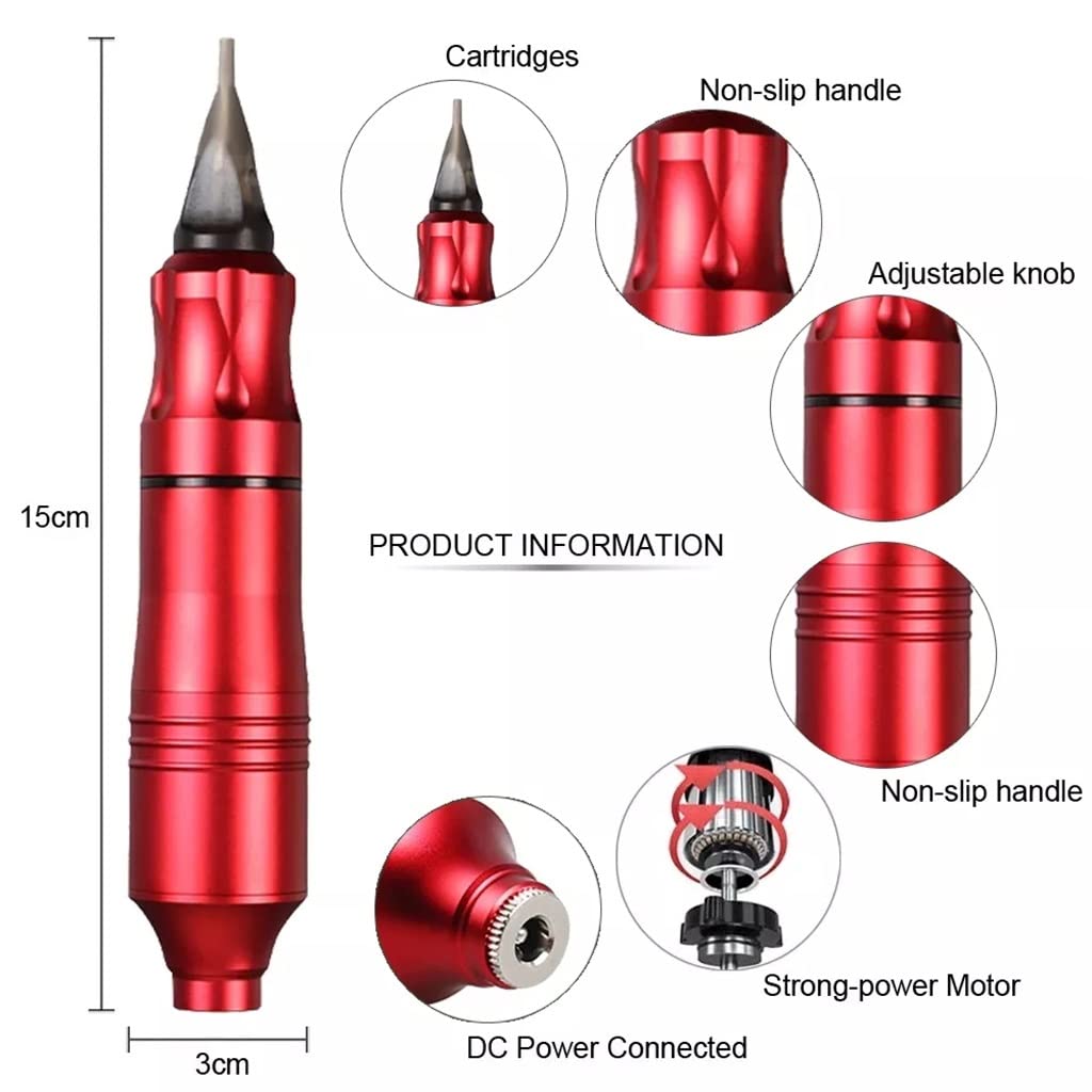 LUKEO Tattoo Machine Kits Tattoo Power Supply Rotary Pen with Cartridge Needles Permanent Makeup Machine for Tattoo Body Art (Color : White-Dinosaur Doodle4)