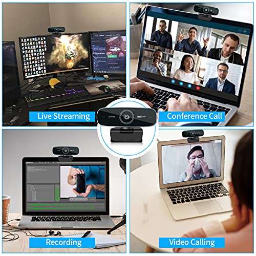 JETAKu Autofocus 60Fps Webcam with Microphone - Adjustable PC Camera for Streaming, Video Calling and Recording Full HD Web Camera Plug and Play Compatible with Windows/Android/Google/Mac