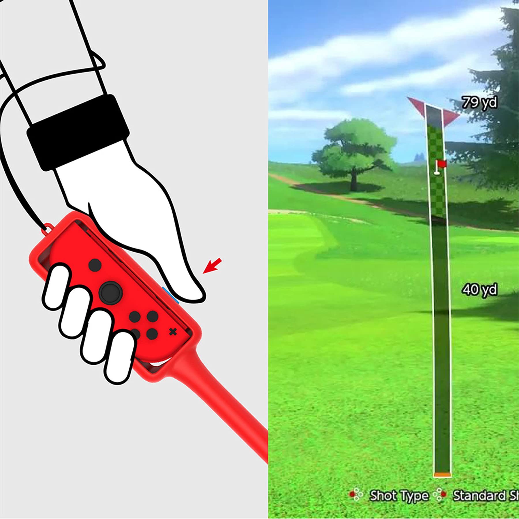 Golf Clubs for Mario Golf Rushing Somatosensory Game Grip Golf Switch NS Somatosensory Cue with Left and Right Handle For N-Switch Joypad Handle Grip Game Accessories