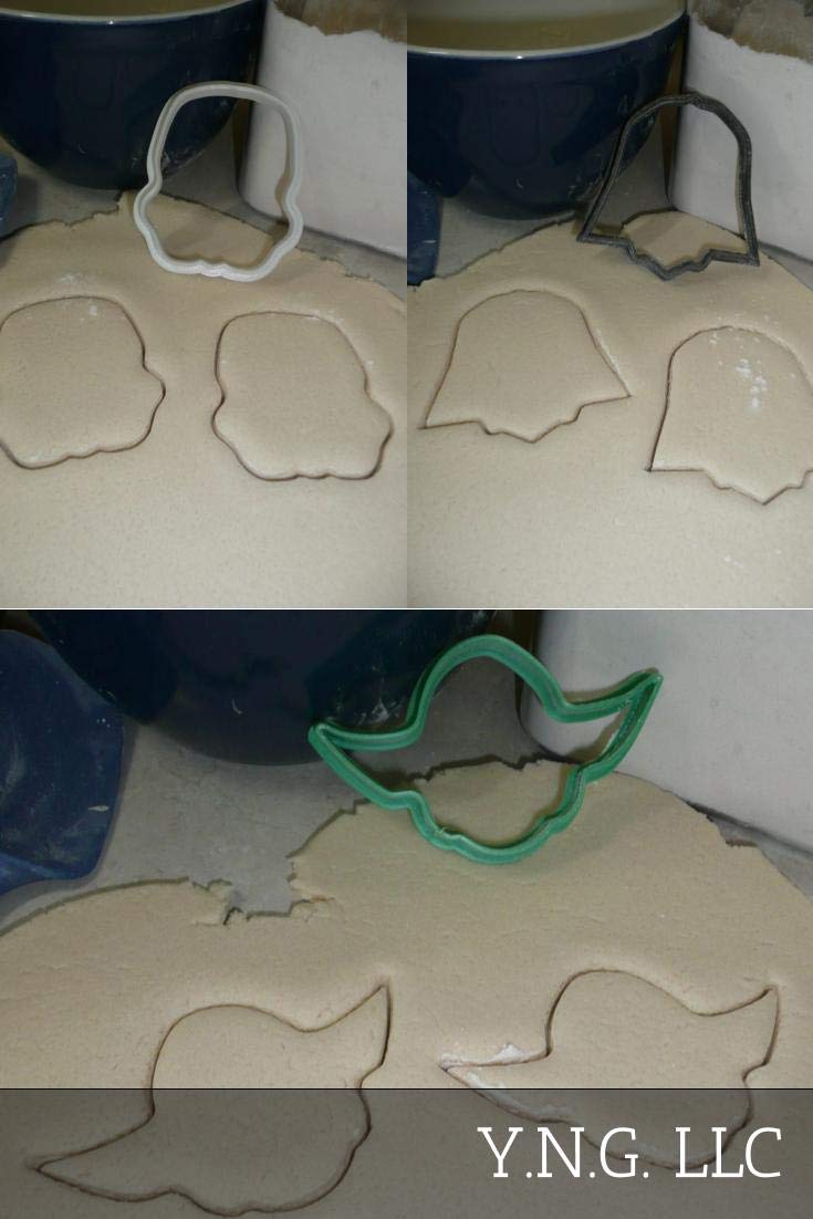 INSPIRED BY STAR WARS CHARACTERS FACE HELMET OUTLINES SET OF 3 COOKIE CUTTERS MADE IN USA PR1328