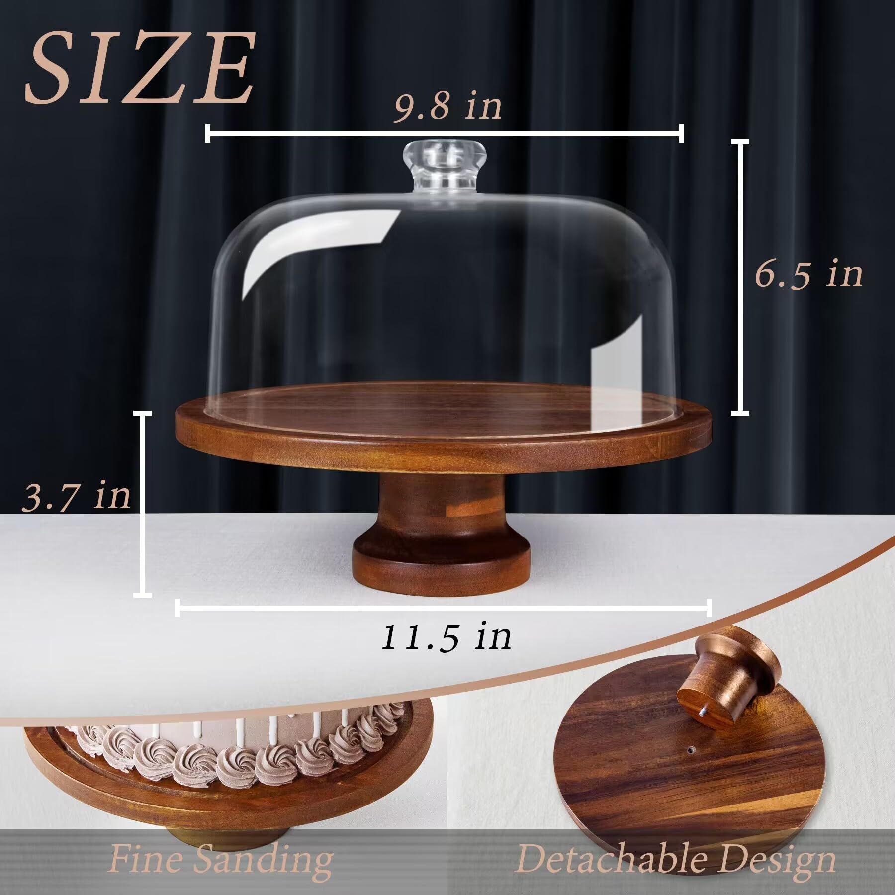 Jkwokback Cake Stand with Dome and Acrylic Lid, Cake Plate and Plastic Cake Cover with Detachable Base,Cake Display Server Tray for Birthday Kitchen Party Baking Gifts