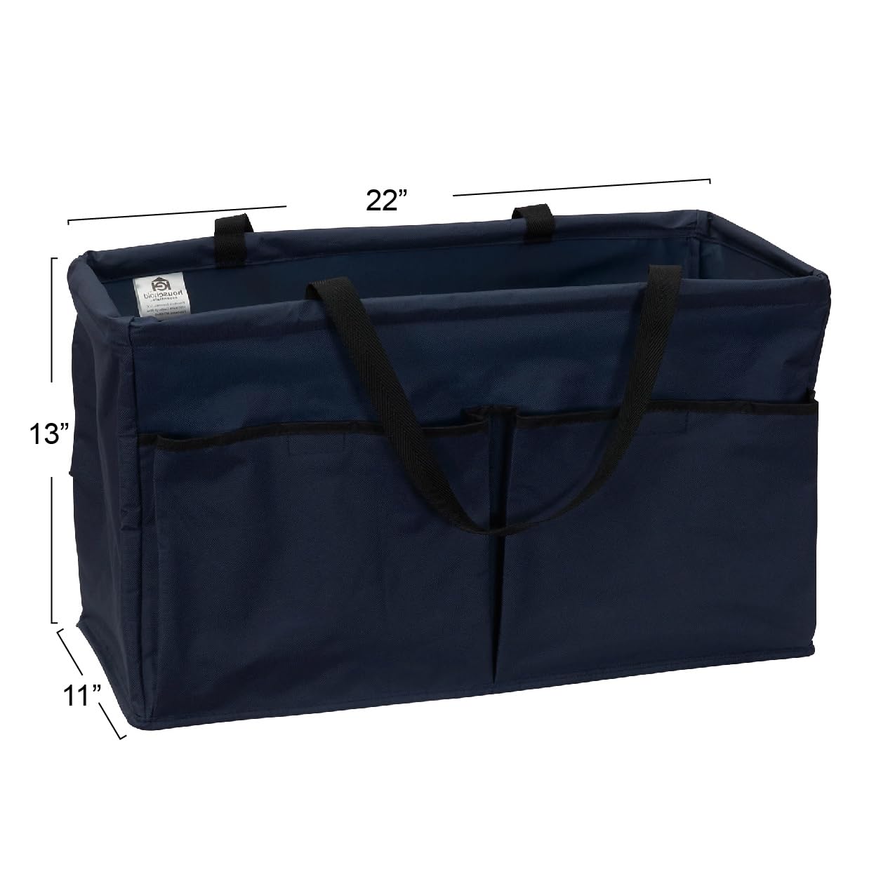Household Essentials Blue Krush Canvas Utility Tote with Pockets | Reusable Grocery Bag Black Trim