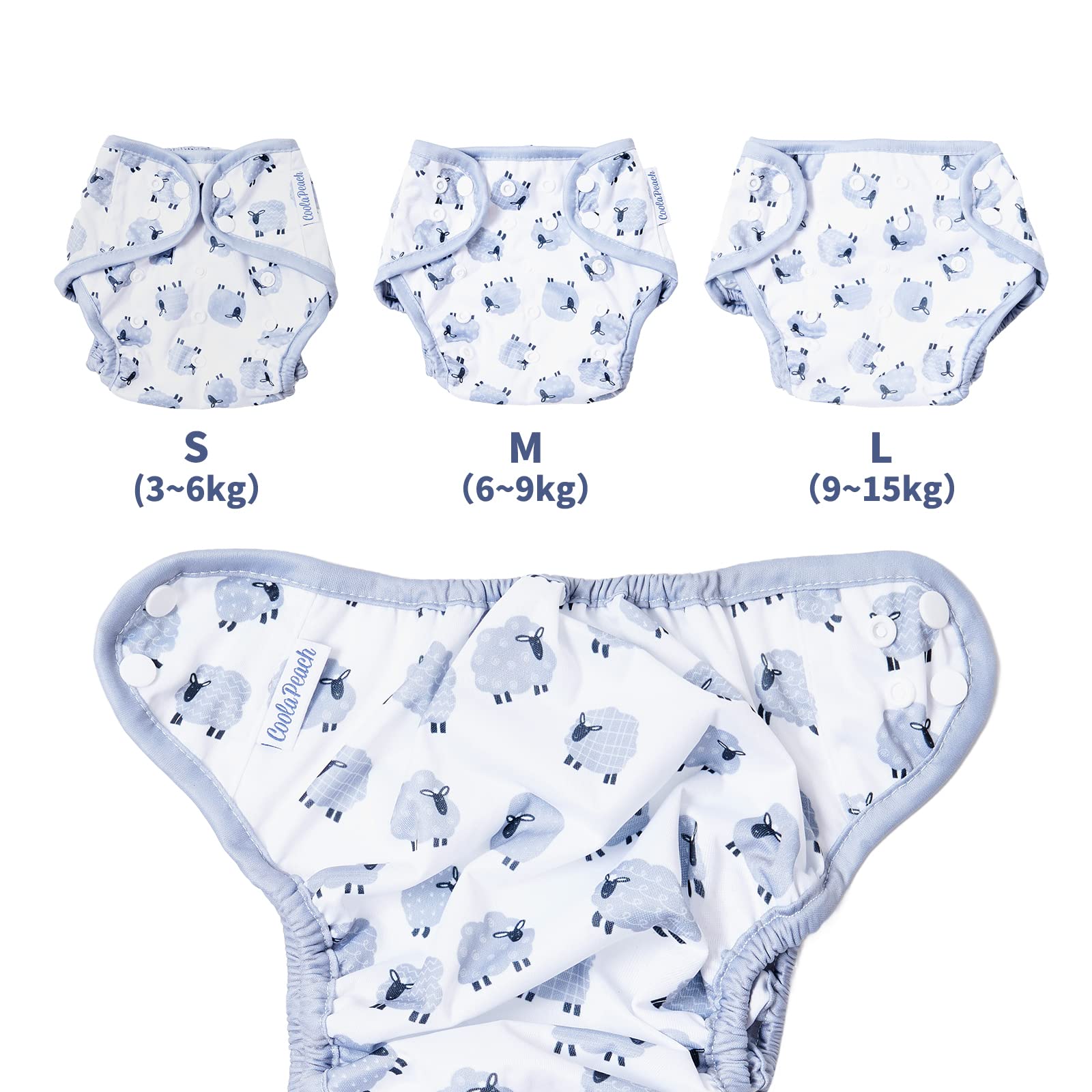 One Size Reusable Cloth Diaper Covers Adjustable Snap Fit & Double Leg Gussets for Baby Boys & Girls from 7-33 Pounds. Use with Cloth Diapers or Snap-in Inserts.
