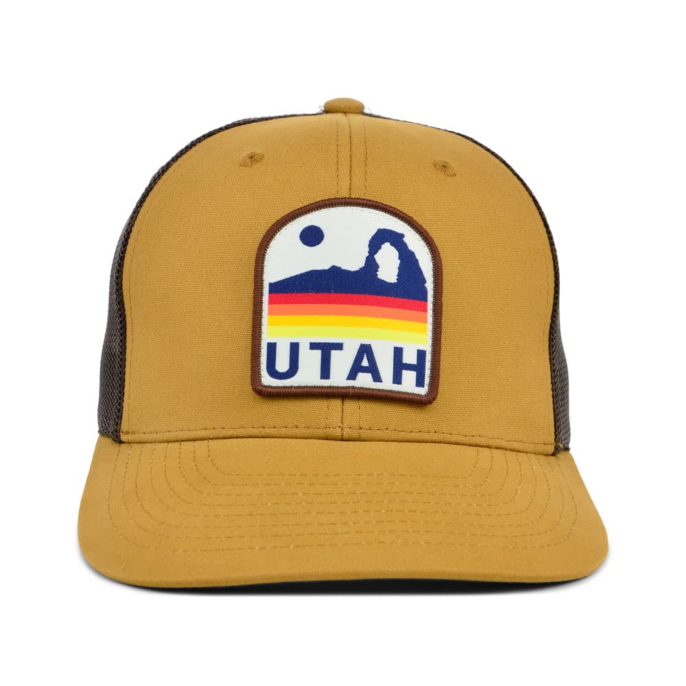 Local Crowns Utah Views 2.0 Trucker Adjustable Snapback Hat Tan