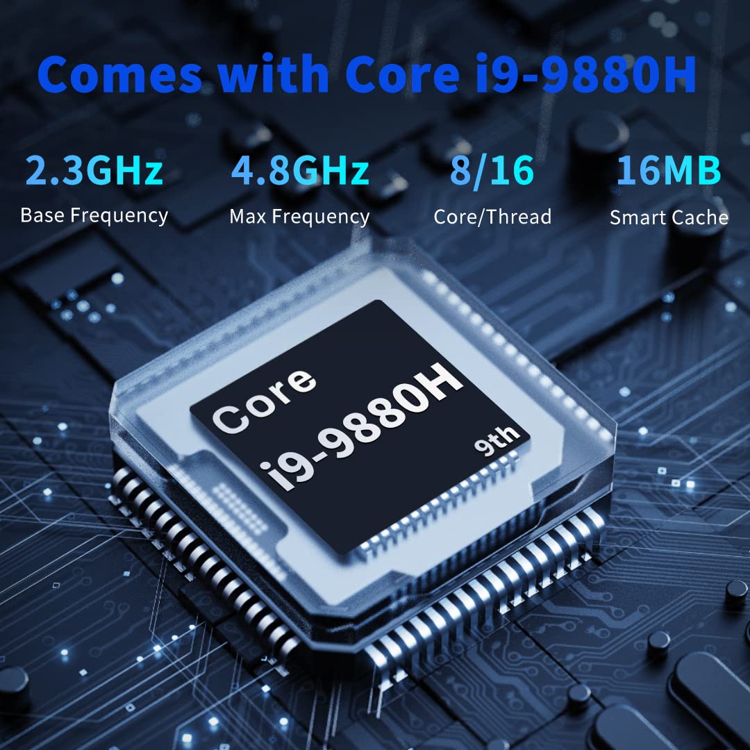 msecore Mini PC with Core i9-9880H (8 Cores, Max 4.8GHz), 32GB RAM, 1T SSD Desktop Computer, 4K@60Hz, HDMI, DP, Dual Display, Metal Case, Gigabit Ethernet, Wi-Fi 6, Bluetooth 5.1, Windows 11 Pro