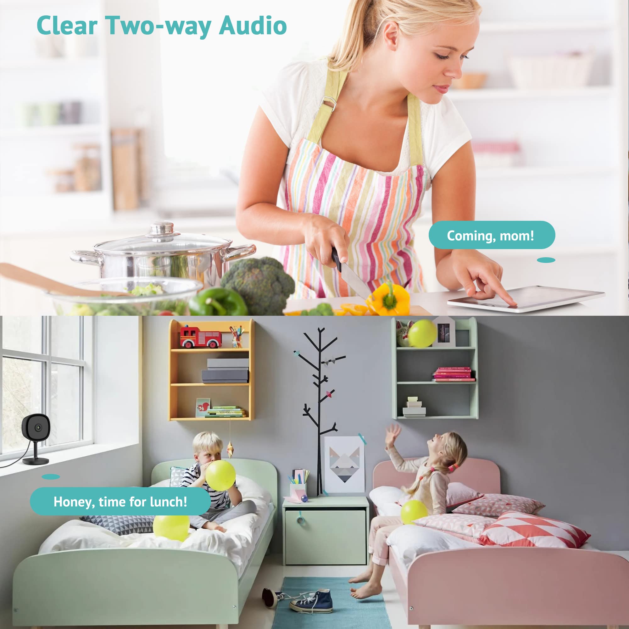 LaView 2K Indoor Security Camera Wired and 1080P Outdoor Camera Wireless with Clear Night Vision,24/7 Live Video,Motion Detection,2 Way Audio,US Cloud/SD Card Storage,Compatible with Alexa