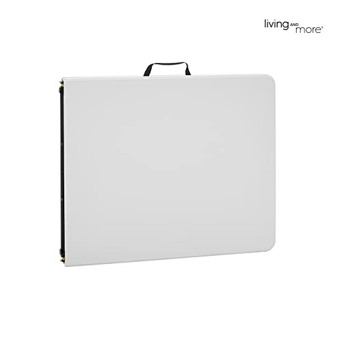 Living and More 6 Foot Fold-in-Half Table with Curve Legs, White