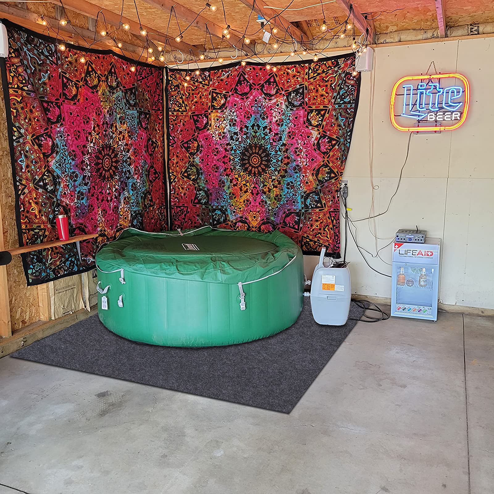 Meitola Hot Tubs Mat, Backing Prevents Liquid Penetration – Protects Floor, Contains Liquids, Anti-Slip Backing, Home Equipment mat,Protect The hot tubs from wear, Washable (90”×102”)