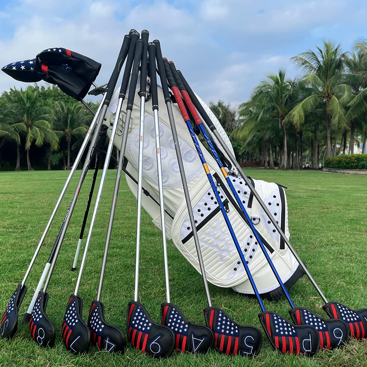 Golf Iron Head Covers Set 10pcs/Set Golf Iron Wedge Head Covers Aliennana Headcover American Elegant Embroidery Premium Leather Headcovers