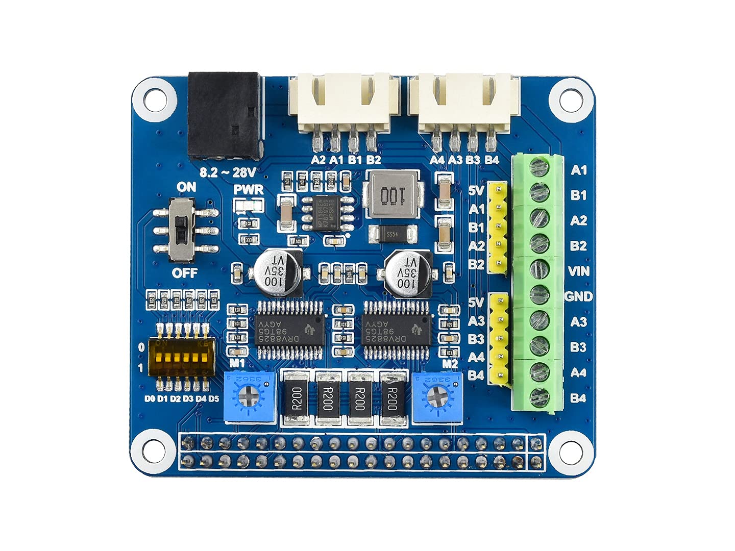 NGW-1pc Stepper Motor HAT Onboard Dual DRV8825 Motor Controller Drives Two Stepper Motors Up to 1/32 Microstepping Compatible with Raspberry Pi