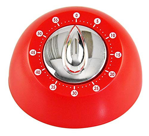 HOME-X Retro Kitchen Timer, Manual, Mechanical Wind-Up Cooking Timer-60 Minute Kitchen Timer-Countdown Timer-Vintage Red Timerâ 3.25âD