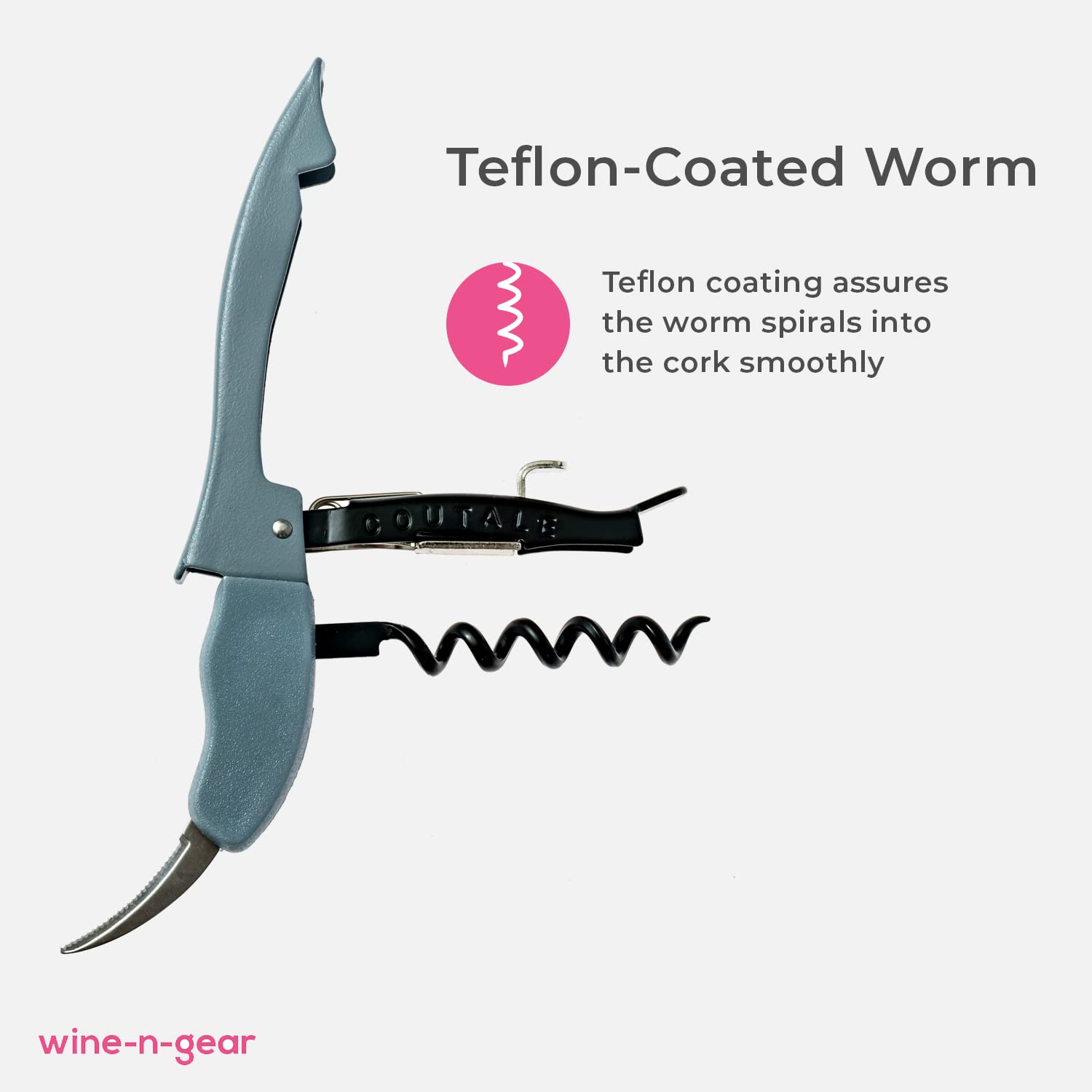 Le Coutale Waiters Corkscrew by Coutale Sommelier - Grey - Two-Step Lever Action for Smooth Cork Pull - Wine Bottle Opener for Bartenders and Gifts - Sharp Micro-Serrated Knife