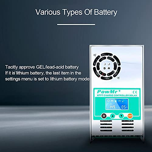 Kavolet MPPT-60A Solar Charge Controller with Fan, 12/24/36/48V Auto-Max DC150V Input, LCD Display, for Vented Sealed Gel Lithium Battery