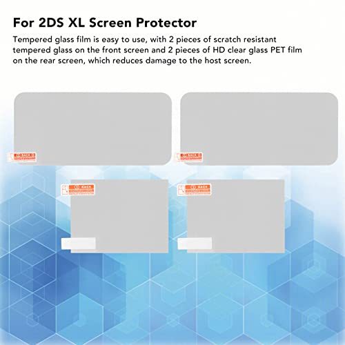 Jopwkuin Tempered Glass Top LCD Protector, 9H Hardness HD Clarity Daily Scratch Protection Precise Cutting Game Console Tempered Film for 2DS XL for Game Console