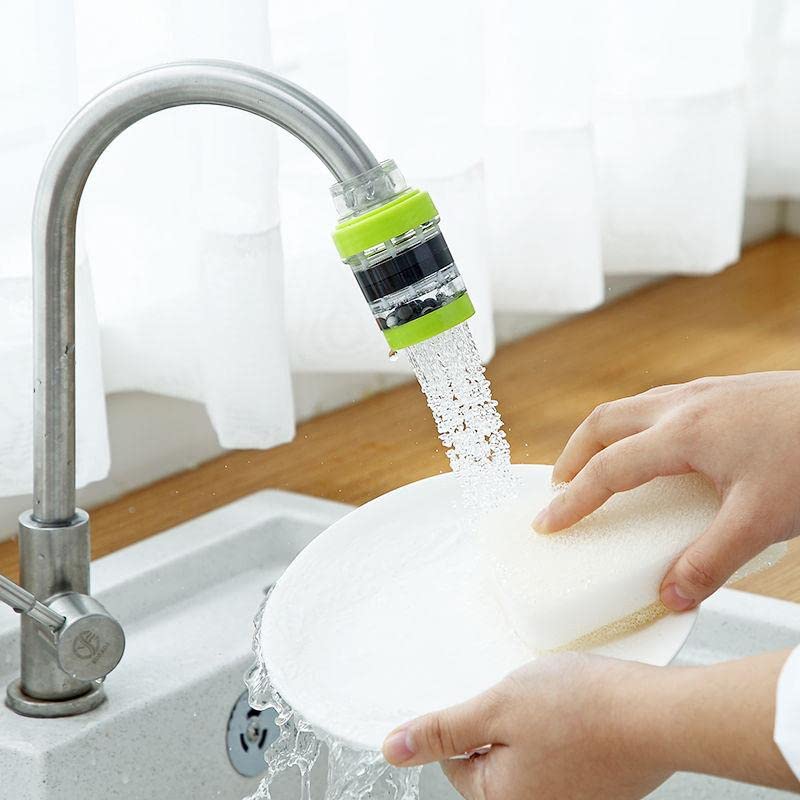Kitchen Water Filter, Faucet Sprayer, 360 Rotating Faucet Water Filter, Splash Shower Tap Water Spray Water Saver, Telescopic Water-Saving Nozzle with Filter Faucet Fits Standard Faucets (Light Green)