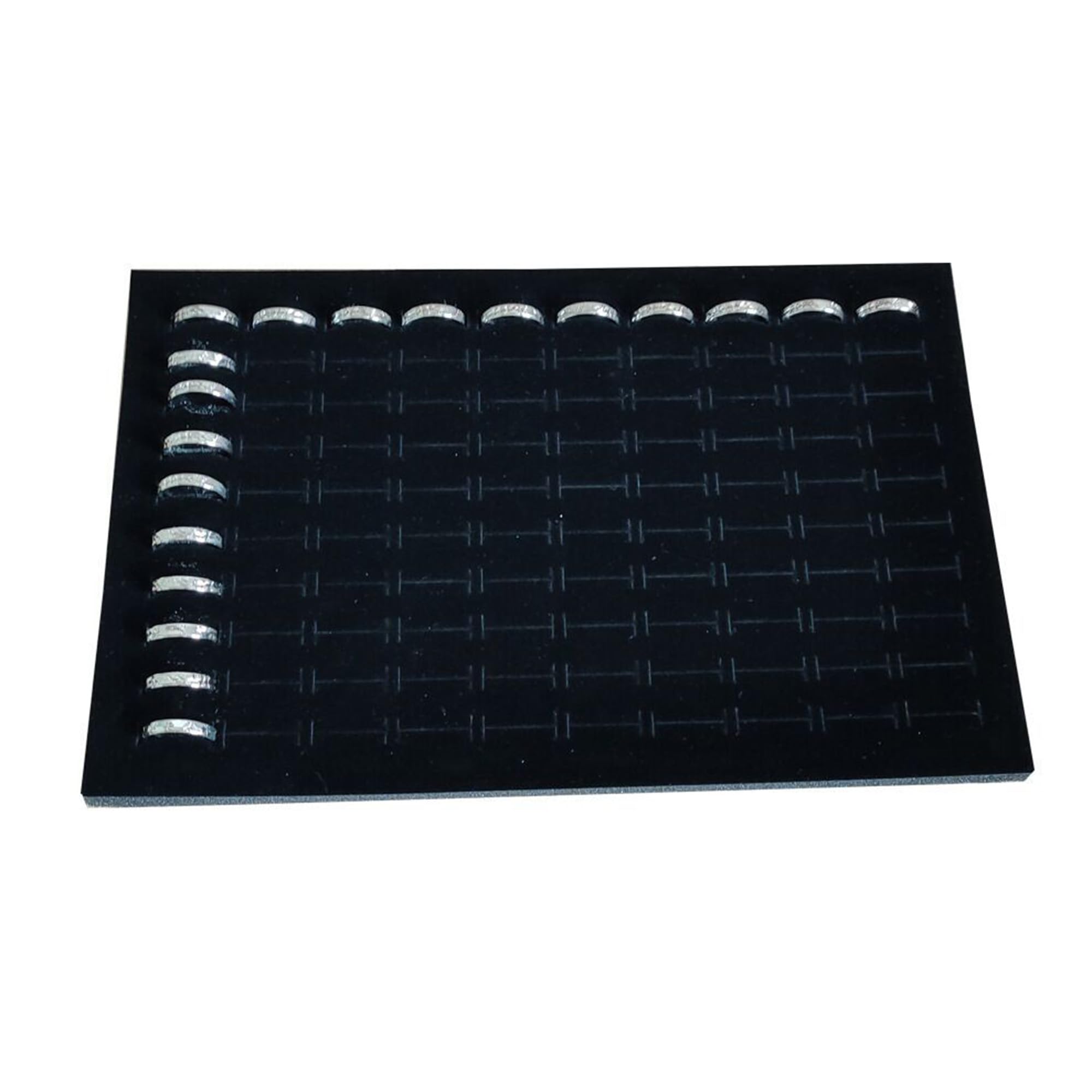 Homeanda Velvet L-Shaped 100 Slots Ring Earring Jewelry Display Tray Organizer Holder (4pcs-Sponge-Black)