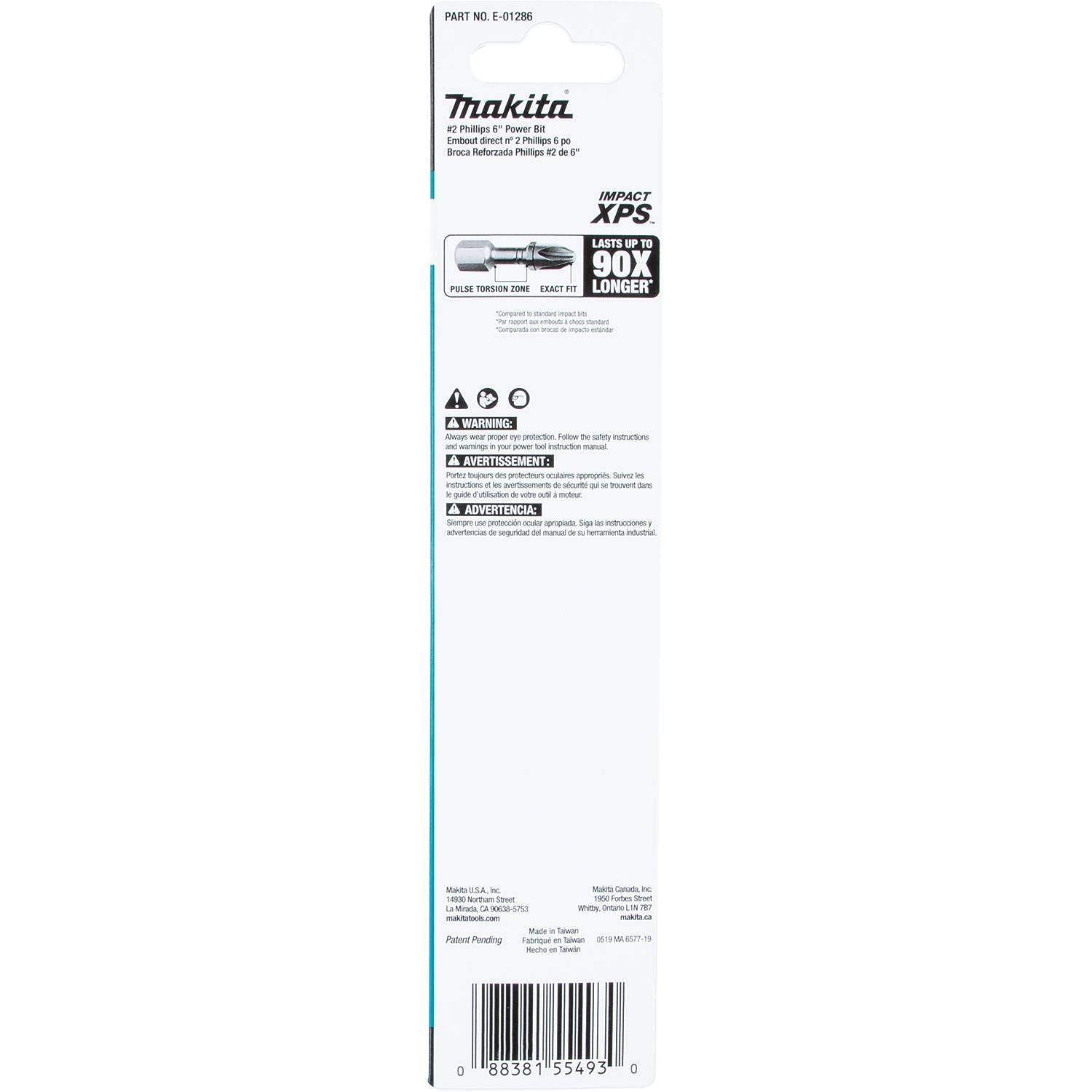 Makita E-01286 Impact XPS™ #2 Phillips 6" Power Bit
