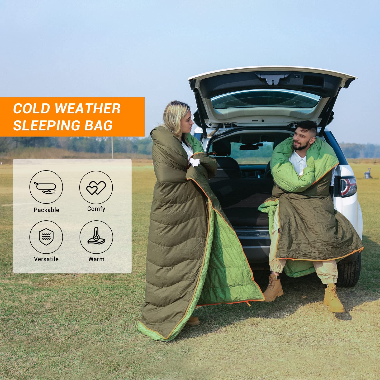 KingCamp Camping Sleeping Bag for Adults, Made from 100% Recycled Material 20 Degree 700+ Fill Power Down Sleeping Bags, Lightweight Backpacking Sleeping Bag for Hiking & Outdoor with Compression Sack