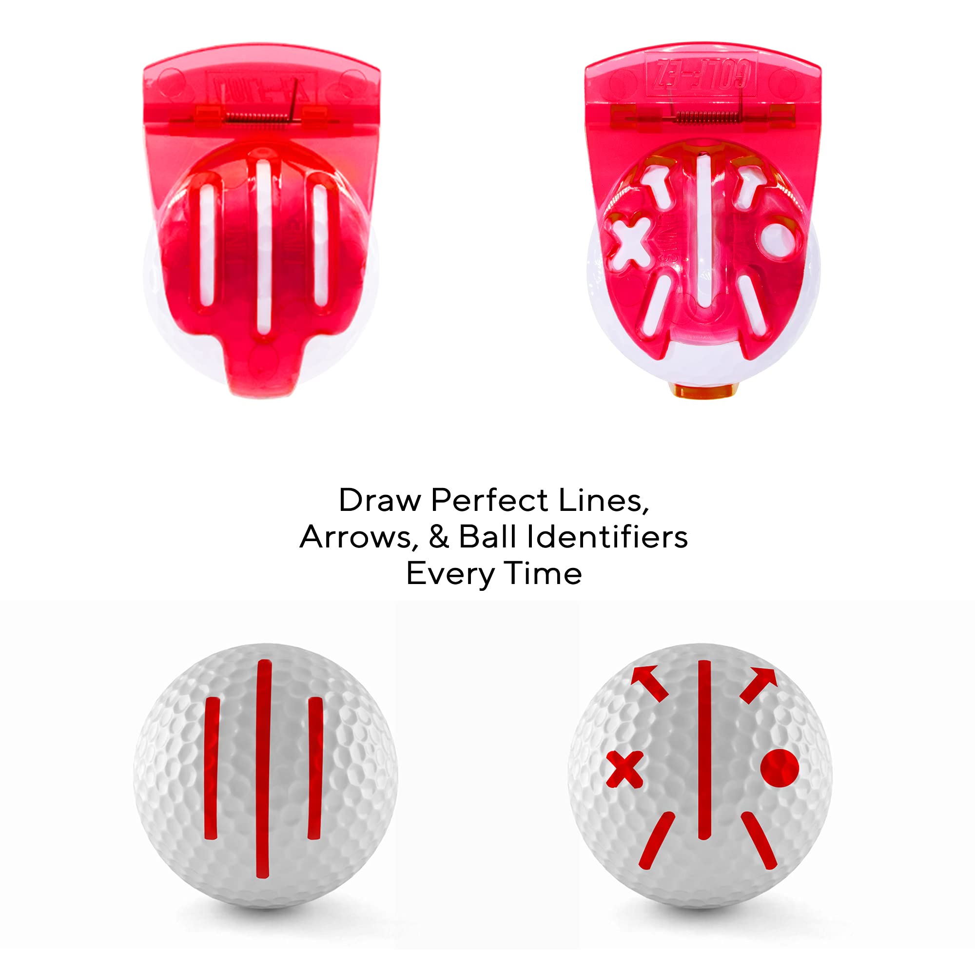 Golf-EZ TRI-LINE Golf Ball Alignment Kit with Hat Clip Ball Marker and Carry Case | Swing Path Arrows & Ball Identifiers (Blue)
