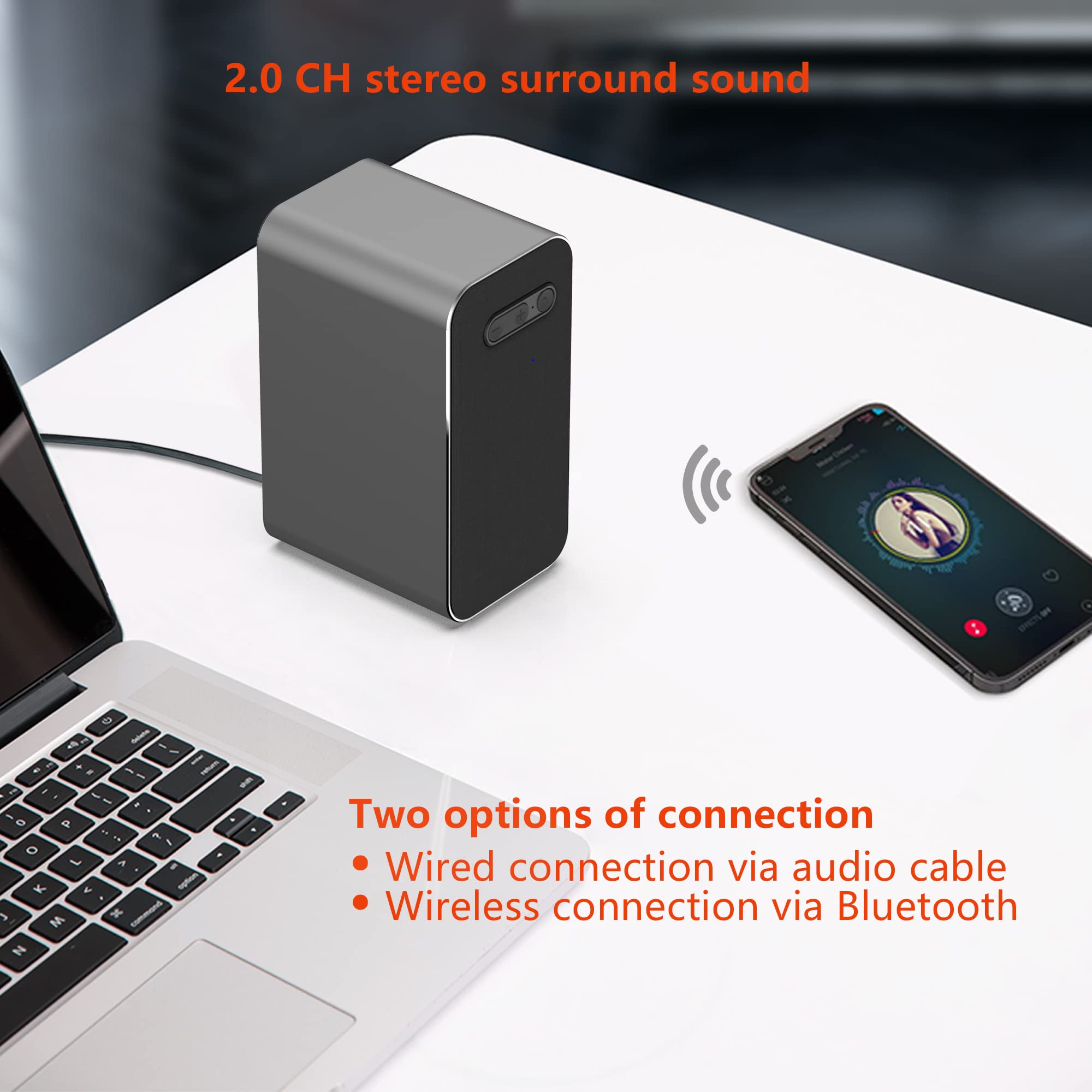 KEiiD Bluetooth Computer Speakers with Aluminum Housing PC Speakers for Laptop Desktop Gaming Stereo Wireless Speaker