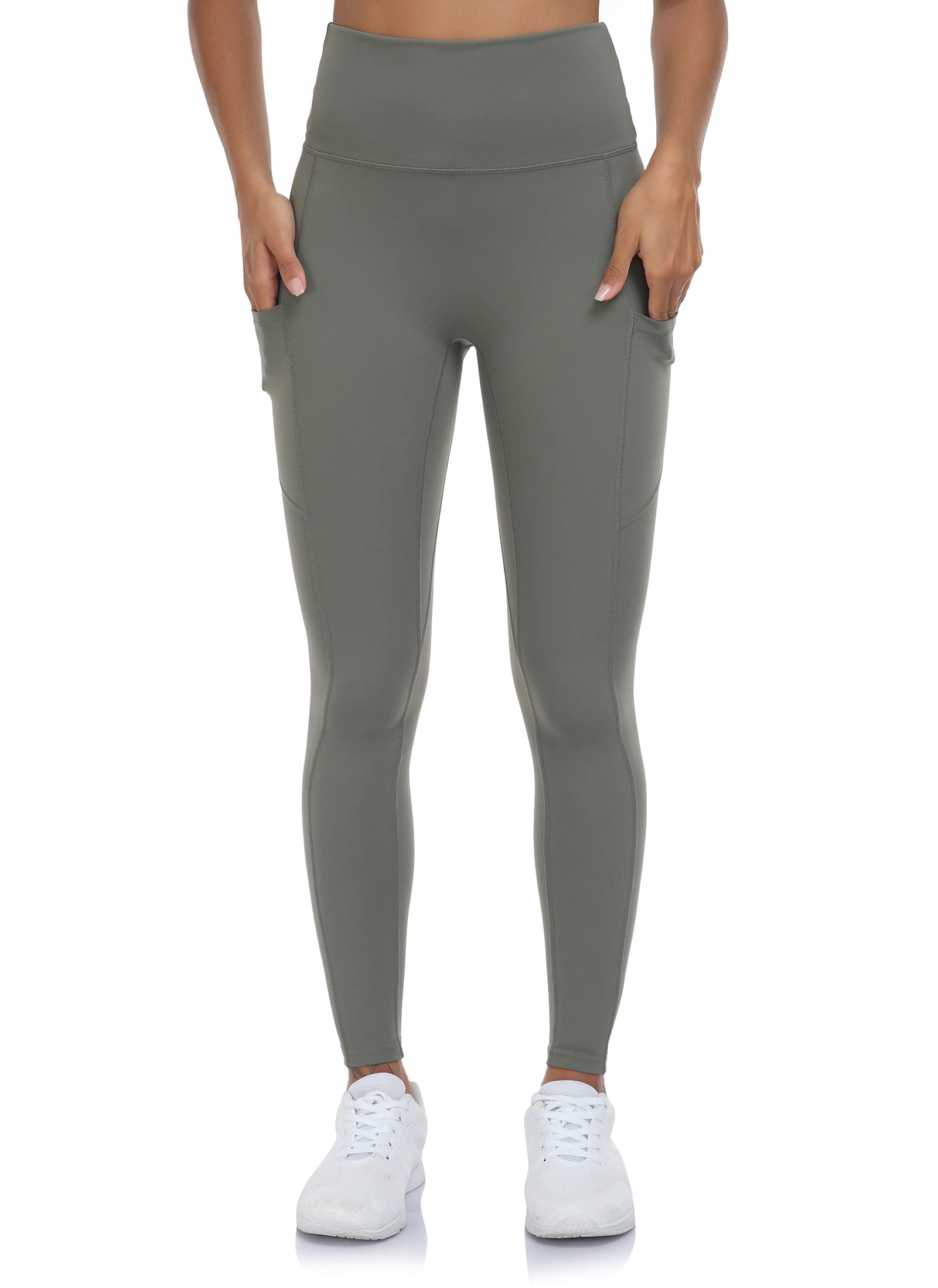 HERRLA High Waist Leggings for Women with Pocket,Crossover Gym Workout Yoga Pants Lounge Legging (White Dot,S)