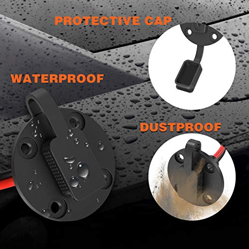Kohree SAE Power Socket Sidewall Port Connector, 2 Pin SAE Quick Connect Solar Panel Flush Mount Connector Plug Cable Weatherproof 12AWG 13.2" w/ 8 Screws for Solar Generator Battery Charger, 2 Pcs