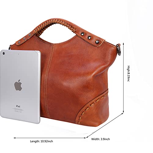 HESHE Womens Vintage Leather Shoulder Handbags Crossbody Bag Satchel Purse (Brown)
