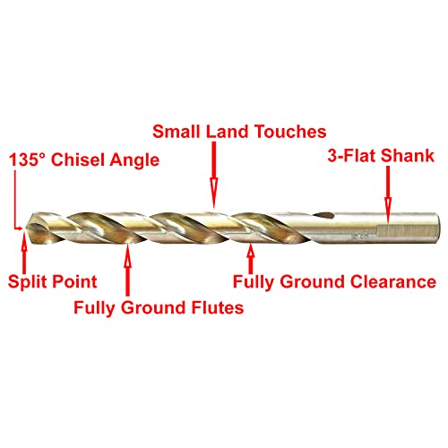 MAXTOOL 27/64" 2pcs Identical Jobber Length Drills HSS M2 Twist Drill Bits Fully Ground Bright 3-Flat Straight Shank Drills; JBF02W13R27P2