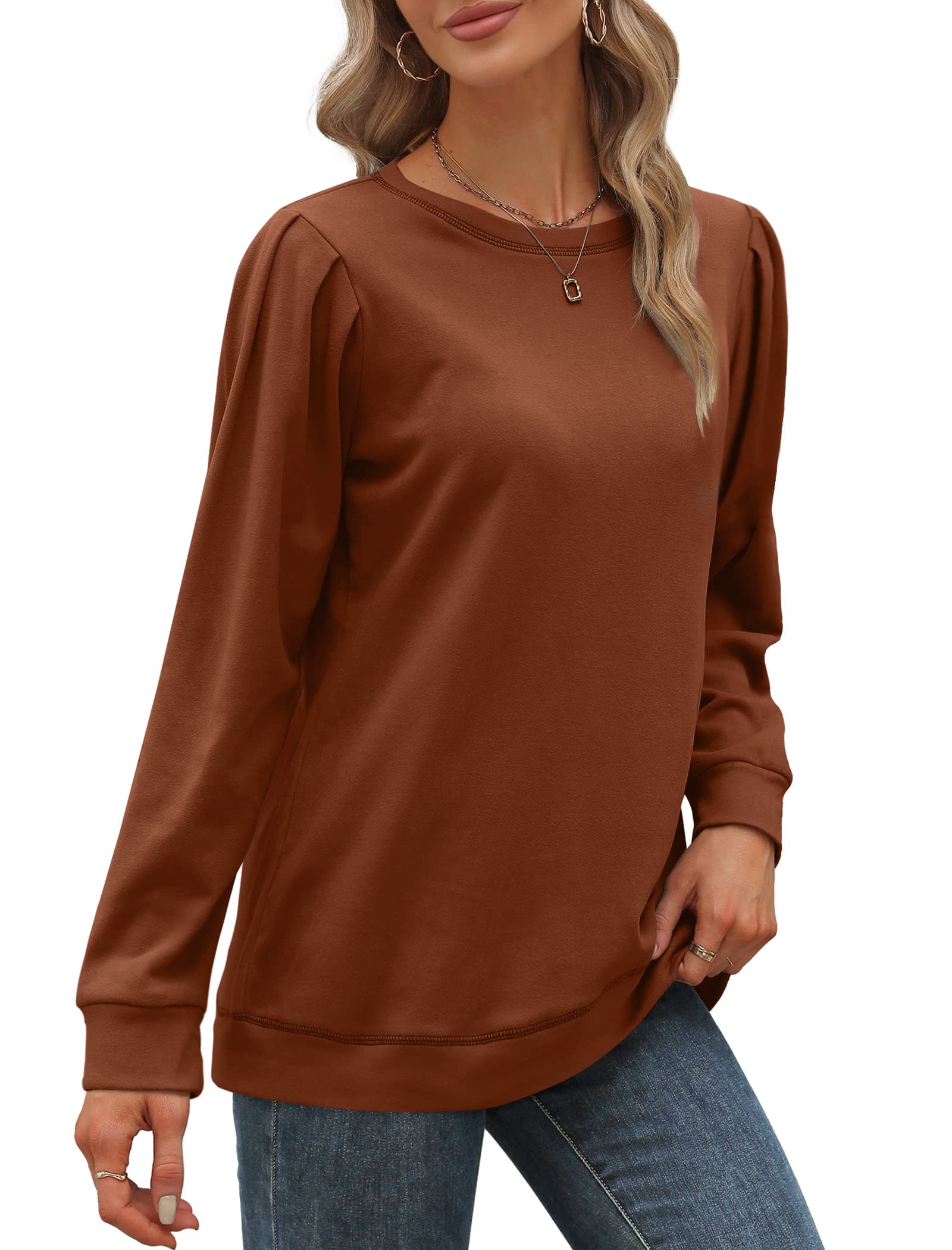 Long Sleeve Shirts for Women Dressy Casual Fall Tops 2023 Trendy Gray M