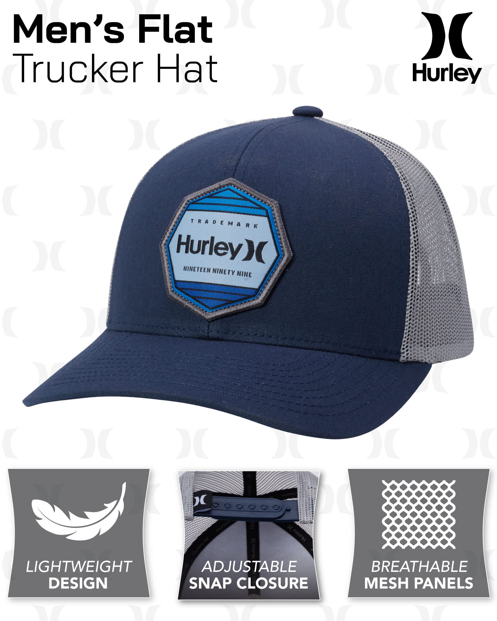 Hurley Men's Baseball Cap - Seacliff Snap-Back Trucker Hat, Size One Size, Burgundy