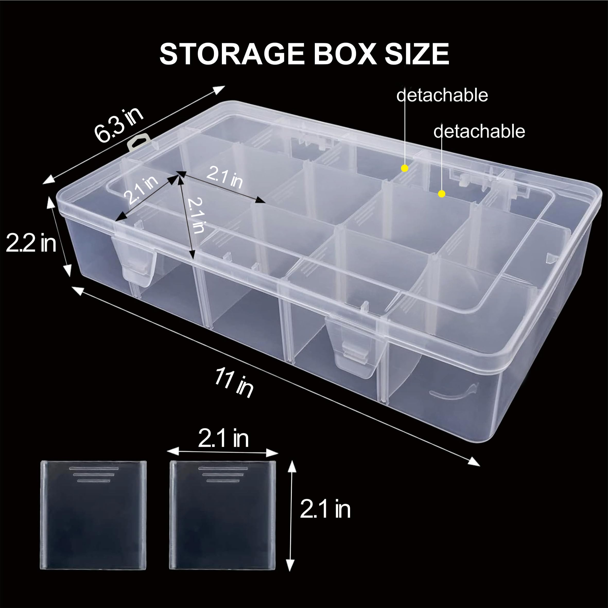 LZLMQSSA Large 15 Grids Transparent Plastic Organizer Box With Dividers, Adjustable Compartment Plastic Craft Storage Container, Small Parts Storage Box, Small Tool Organizer Storage Box(3 Pack)