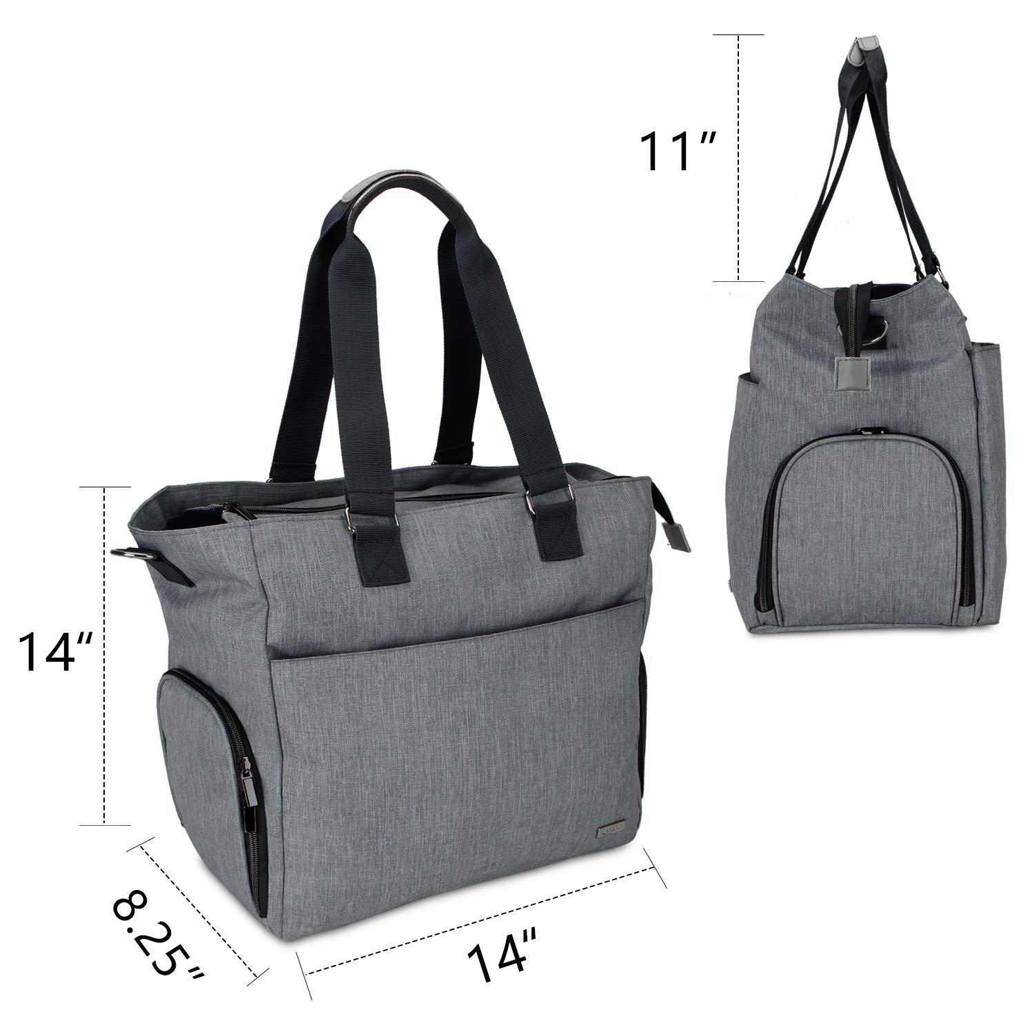 Luxja Breast Pump Tote with A Breastmilk Cooler Bag (Hold Four 5 Ounce Breastmilk Bottles) Bundle, Dark Gray