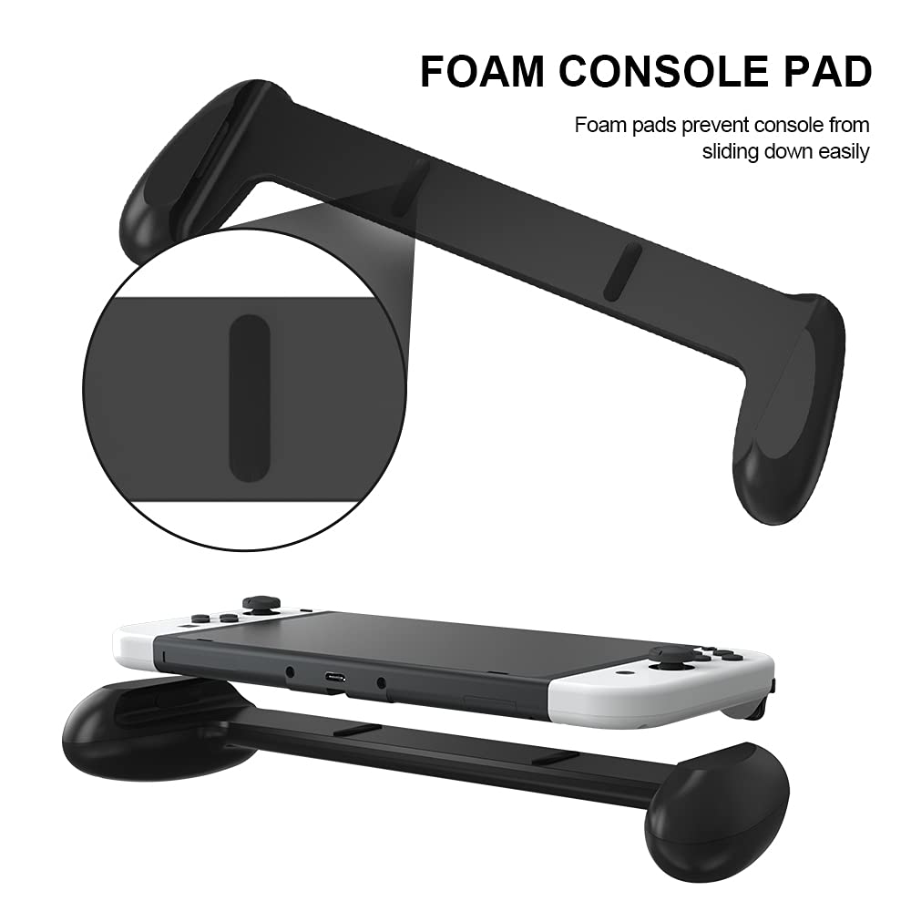 JDDWIN Grip Compatible with Switch OLED Model 2021 Ergonomic Handle Grip Stand for Switch OLED Model Console with Game 6 Card Storage Slots (Black)
