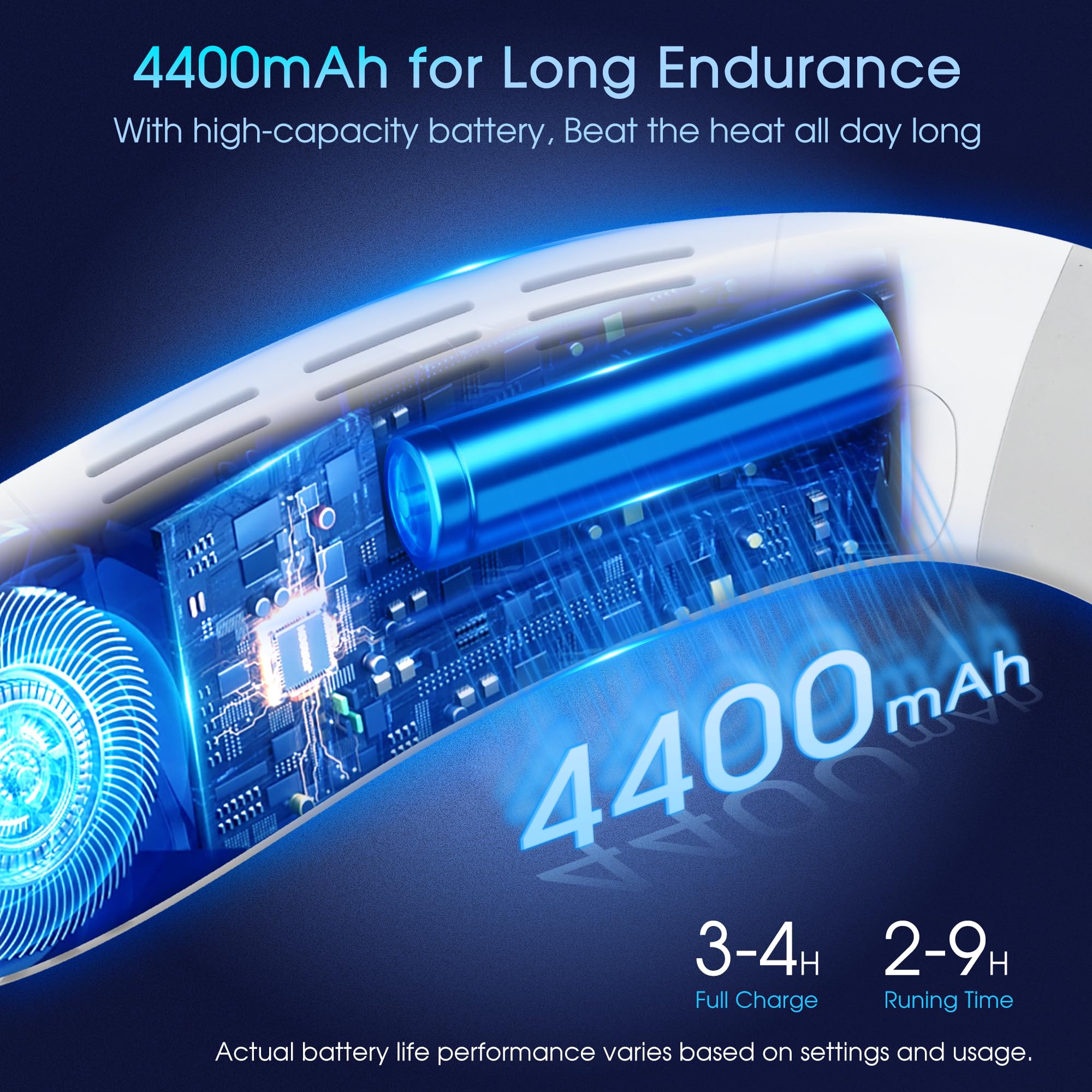 Jawhock Neck Fan with Cooling Plate|Neck Air Conditioner|4400mAh Rechargeable Battery Operated|Hands Free Fan for Kitchen Fitness Travel Camping Working|Fashinable Gifts