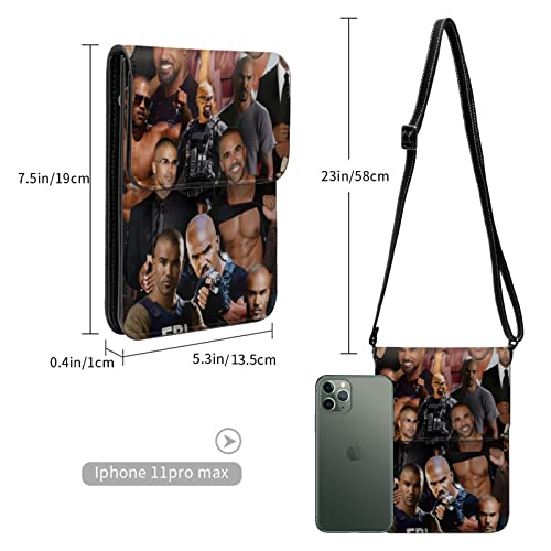 KIANSLA Shemar Moore Collage Small Crossbody Cell Phone Bag For Women'S, Portable Multifunction Shoulder Bag Card Hold Purse,With Removable Shoulder Strap