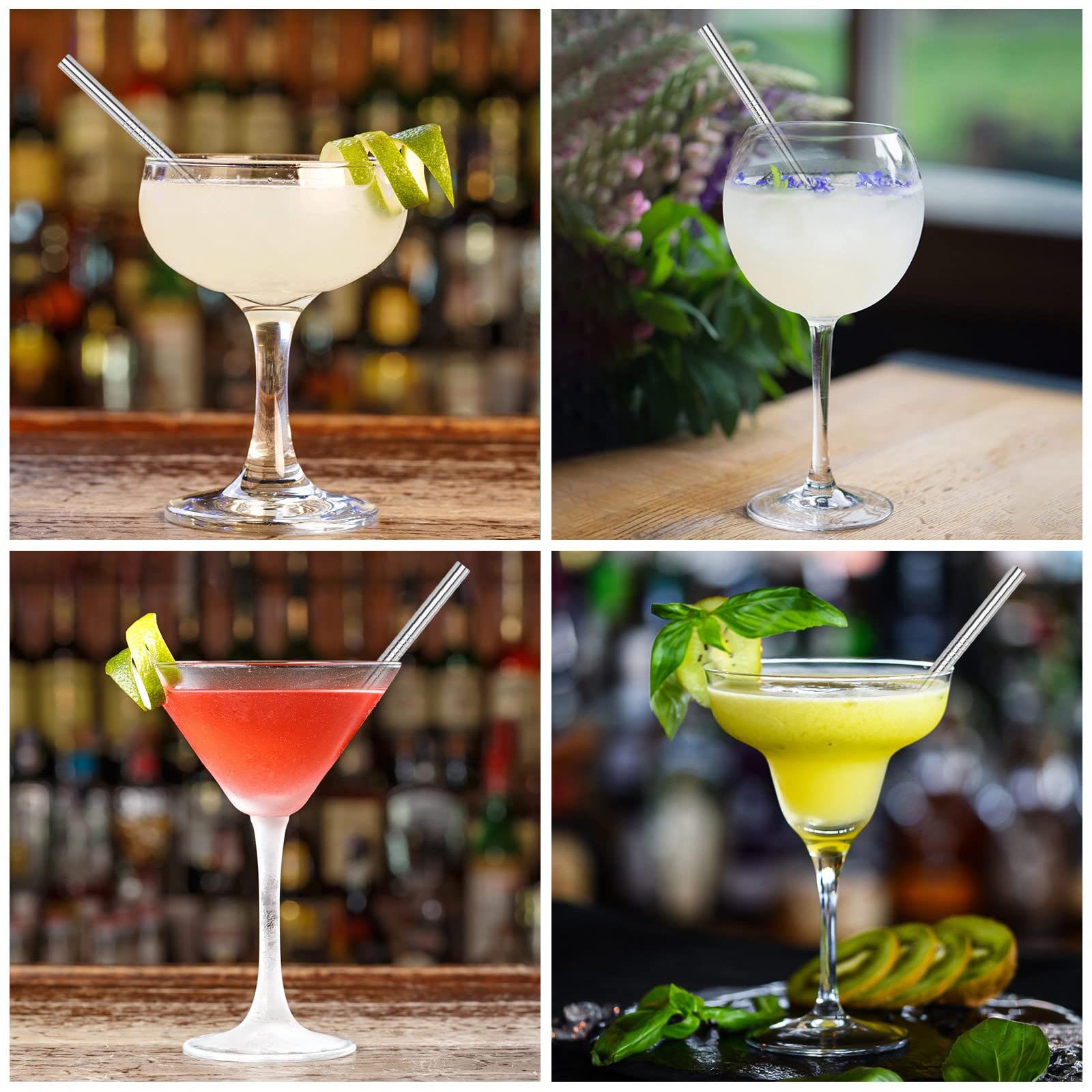 Kiemeu Short Metal Straws For Kids, Small Straws For Cocktails, Reusable Cocktail Straws For Drinks 5.5 Inch