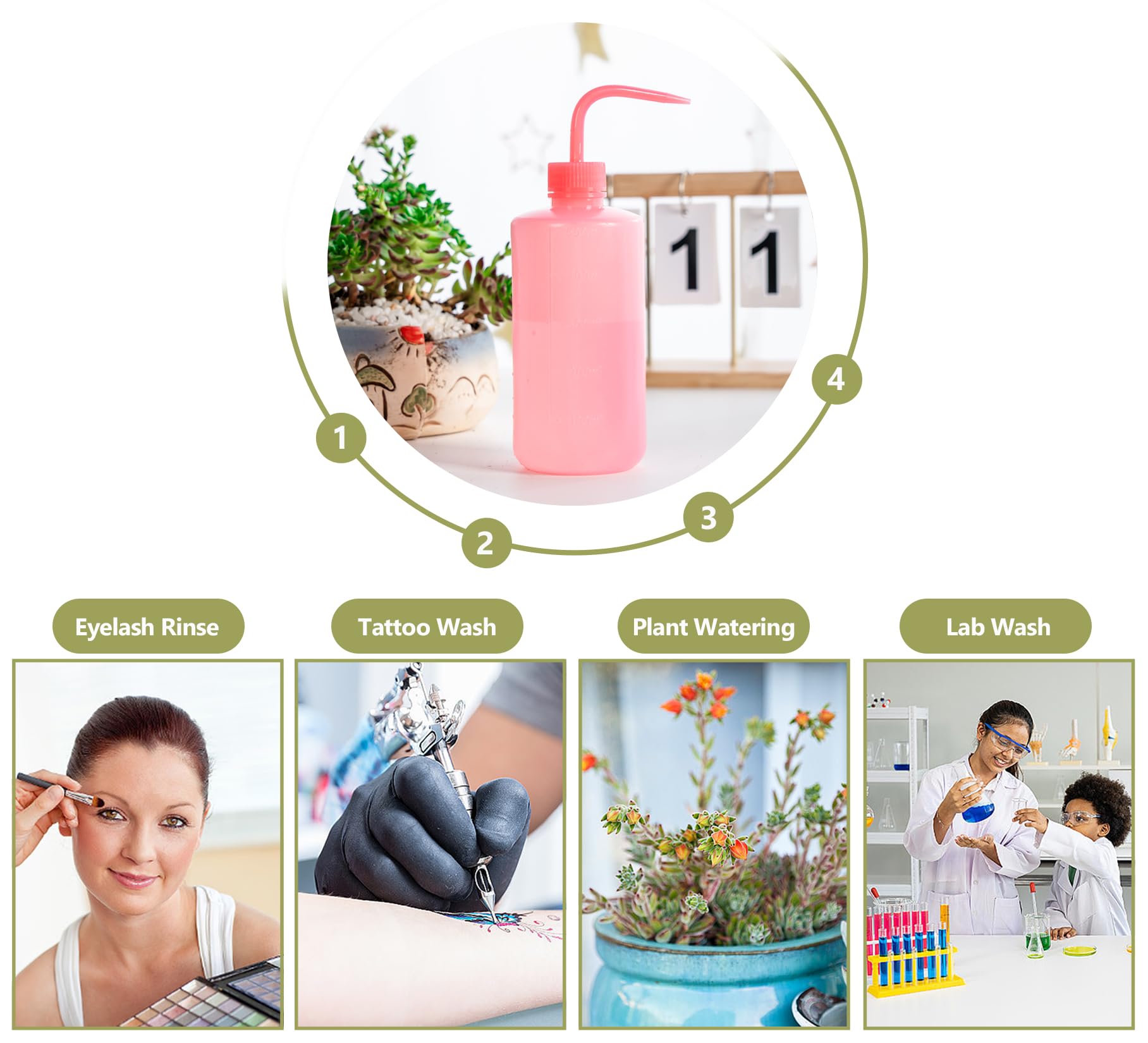 Melphoe 2Pcs 250ml 500ml Tattoo Wash Bottle, Plastic Squeeze Medical Lab Washing Bottle, Succulent Watering Can, Lash Water Bottle, 750ml, Pink