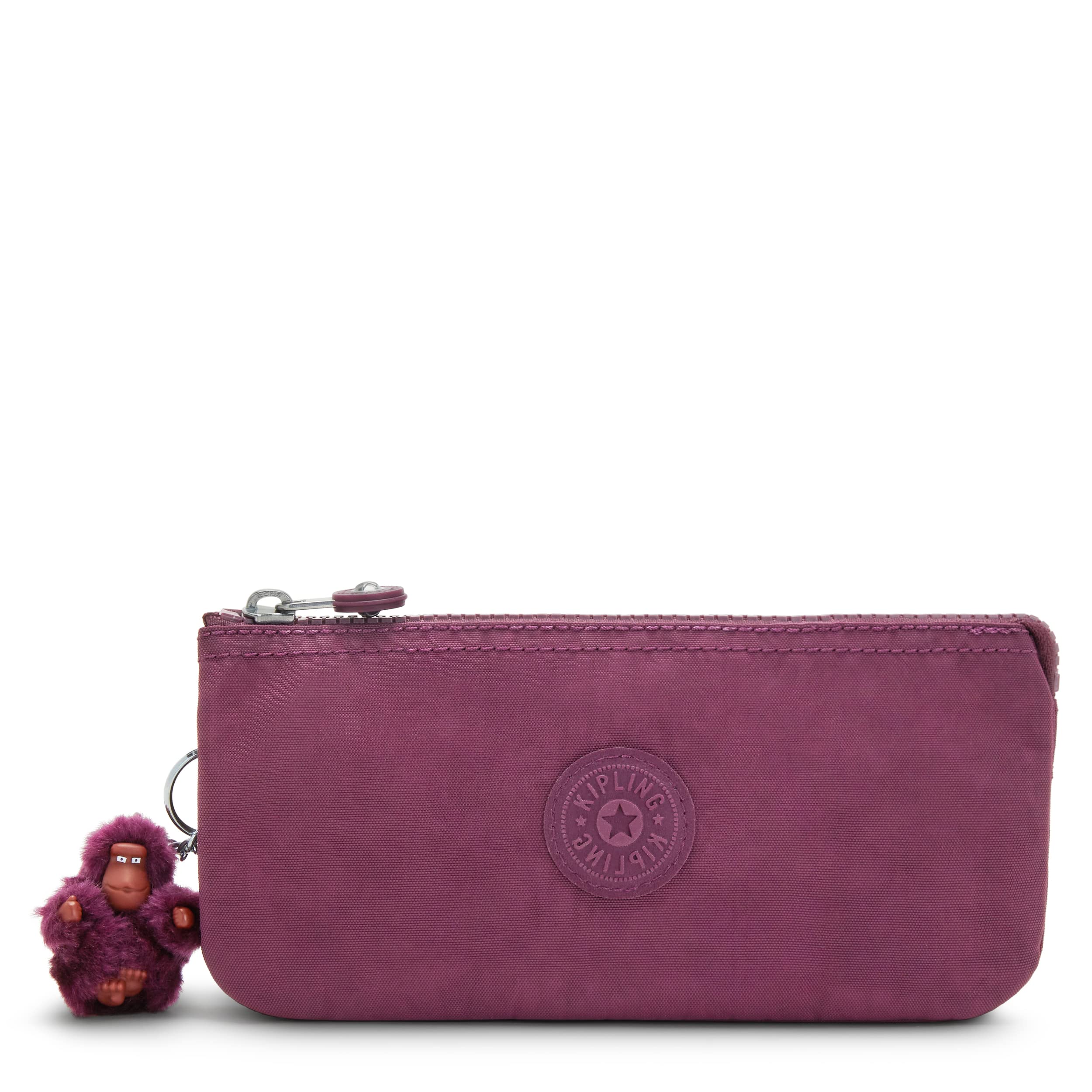 Kipling Womens Women's Barto Pouch, Organize Accessories, Slip Compartments, Zip Closure, Nylon Metallic Pouch, Dark Plum Tonal, 8 L x 4 H 0.75 D US