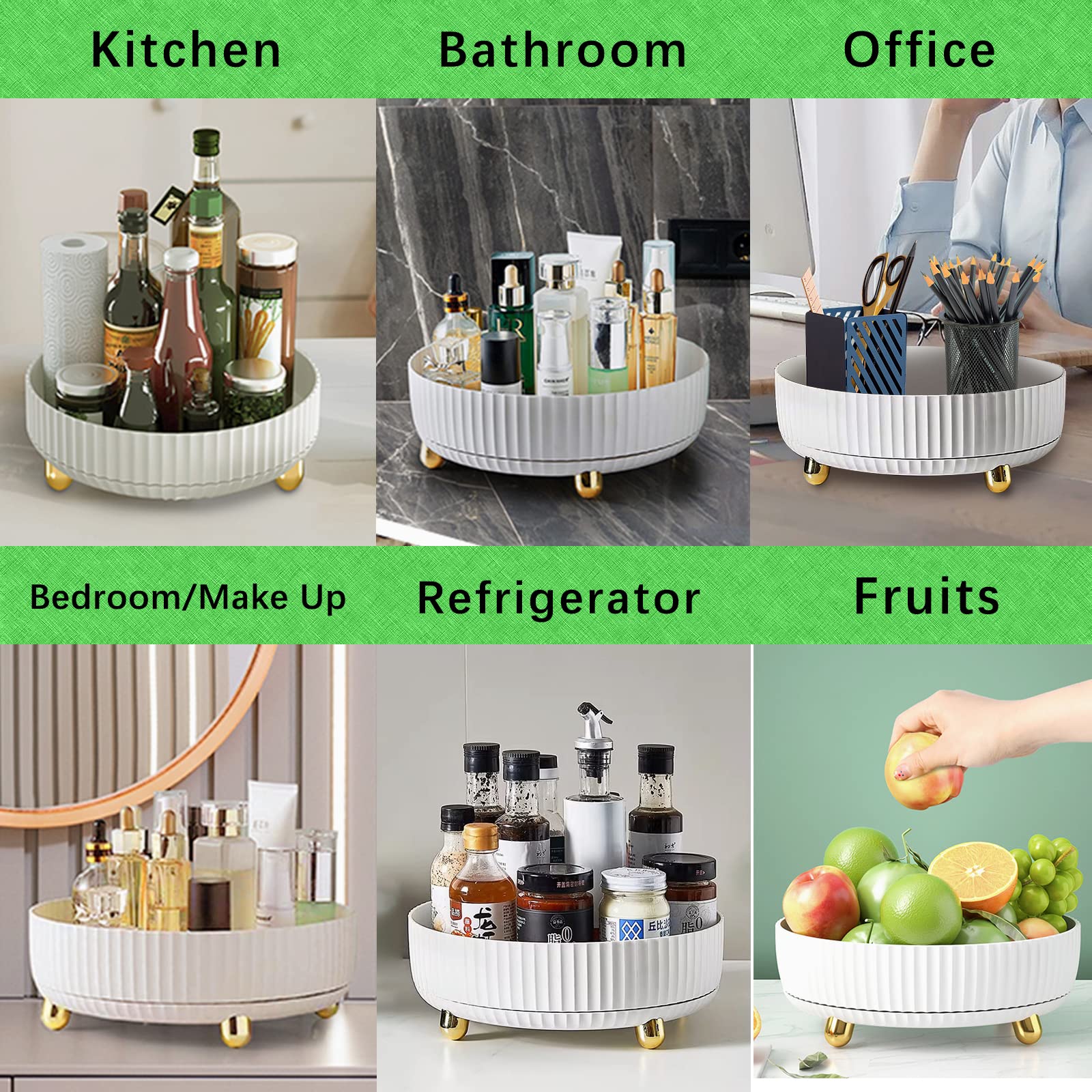 houya Rotating Makeup Organizer Perfume Organizer, 360 Spinning Cosmetic Organizer Large Capacity Countertop Organizer Lotion Display Cases Skincare Organizer for Dresser Vanity White