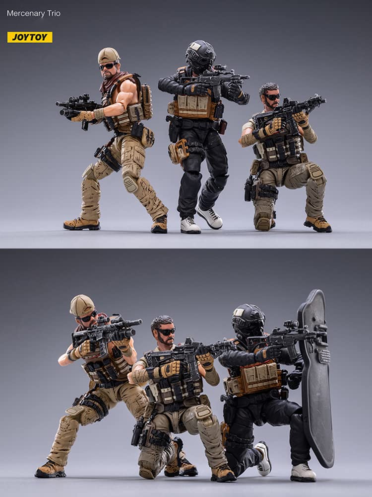 JOYTOY 1/18 Action Figures 4 in Mercenary Trio Collection Solider Figures Military Model (Kahn)