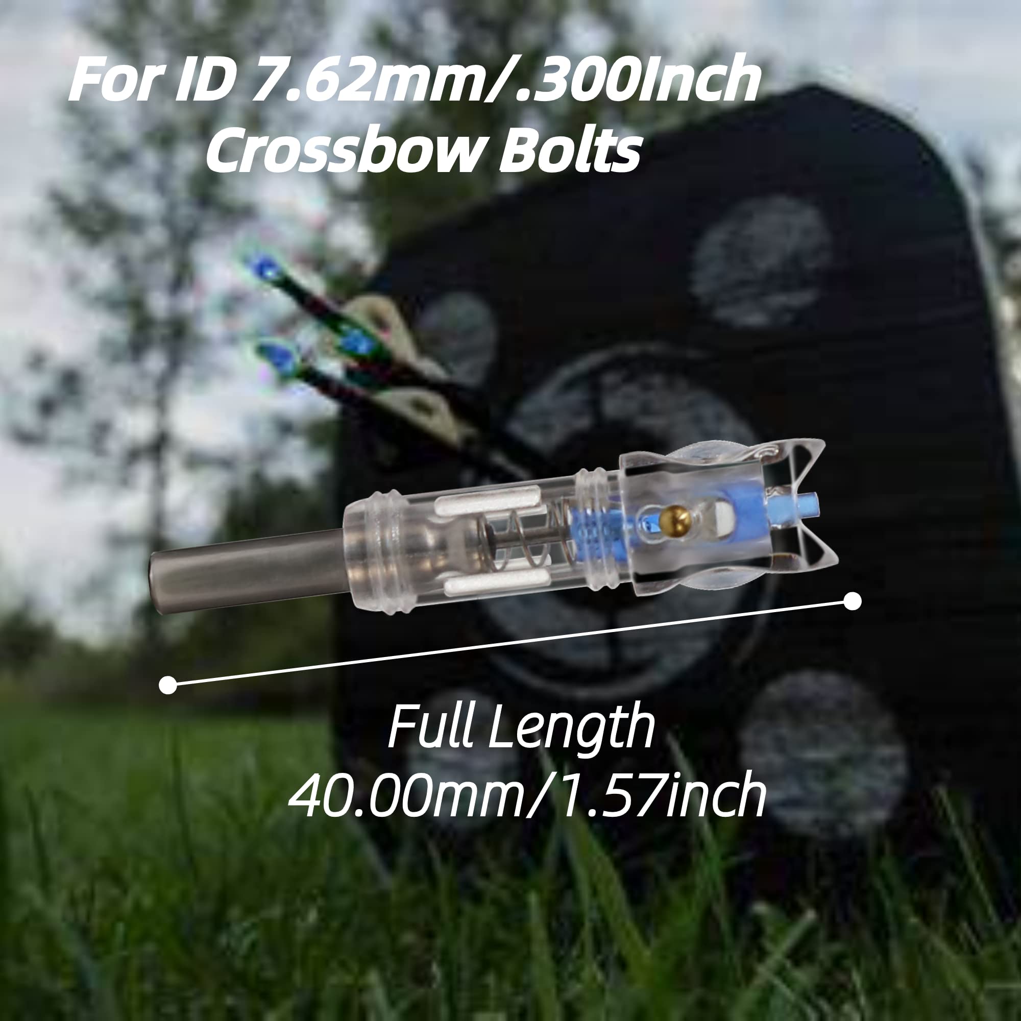 Hosolee 10PCS Lighted Nocks ID 7.62mm/.300inch Automatic Activated Crossbow Bolts Nocks for Archery Target Hunting (Solid Blue)
