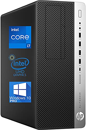 HP EliteDesk 800 G3 Tower Computer, Intel i7-6700, 32GB RAM, 256GB SSD, DisplayPort, DVD-RW, USB-Type-C, Wi-Fi, Bluetooth - Windows 10 Pro (RENEWED)