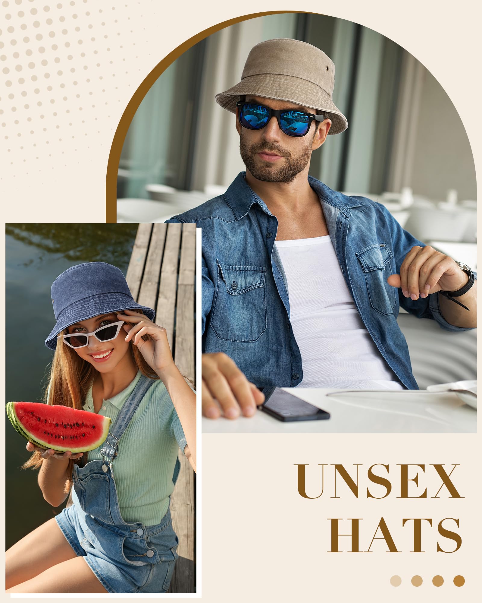 Mepase 10 Pcs Bucket Hat Unisex Beach Cap Cotton Sun Hat Solid Color Summer Cap Lightweight for Women Men Vacation Headwear (Vivid Color)